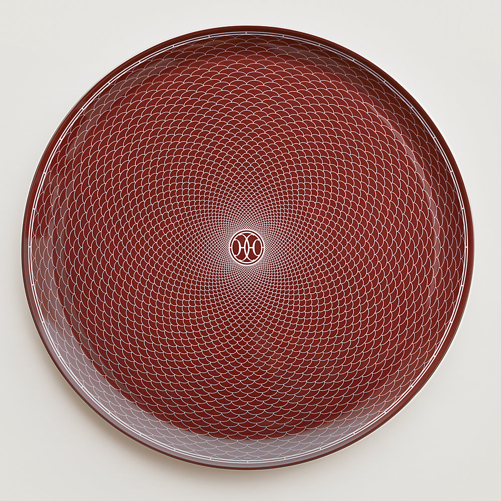 H Deco rouge round platter, large model | Hermès Poland
