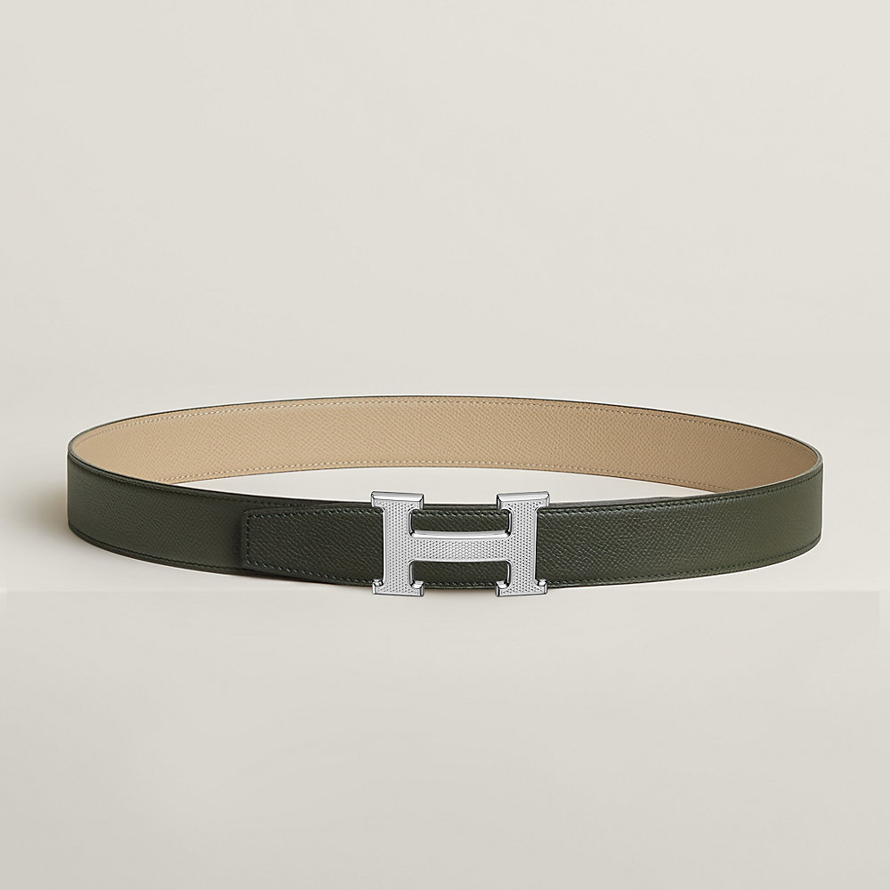 H Guillochee belt buckle & Reversible leather strap 32 mm | Hermès Thailand