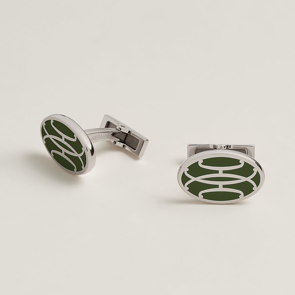 H Lift cufflinks - Green | Hermès Singapore