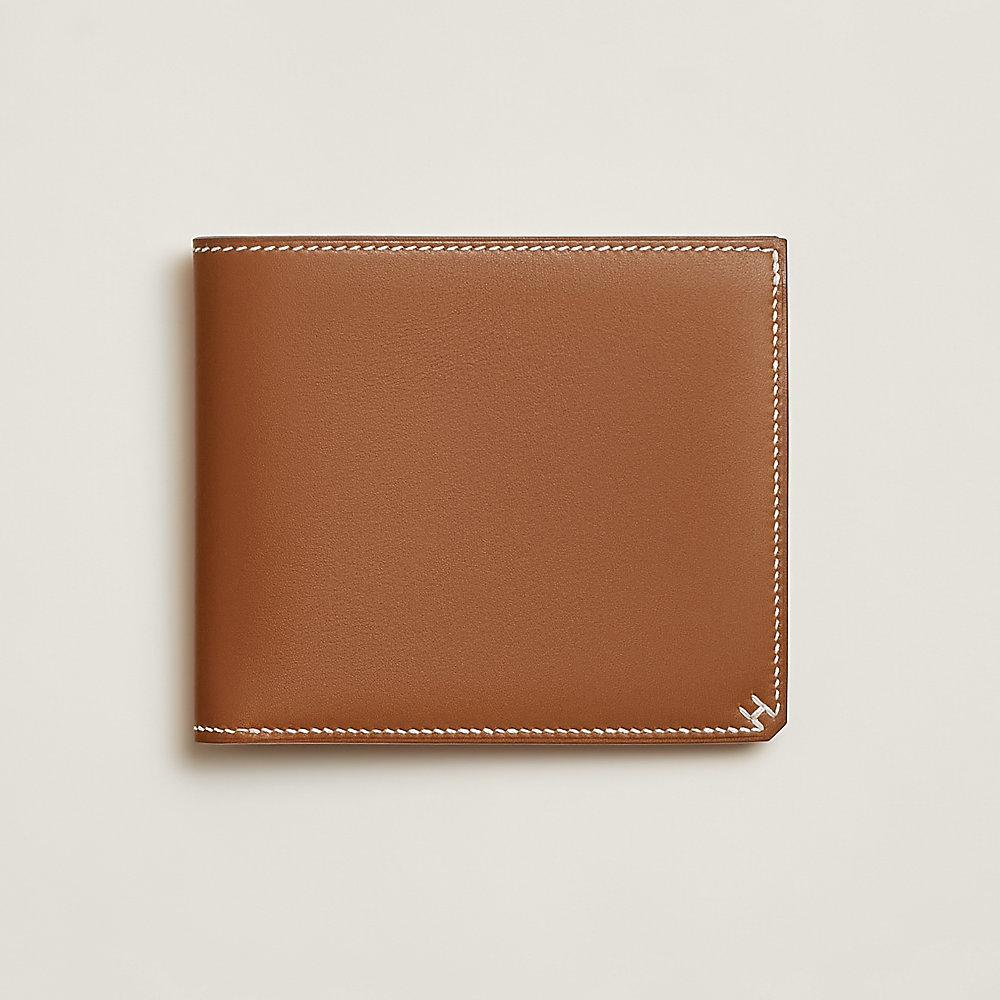 H Sellier Compact wallet - Beige | Hermès Canada