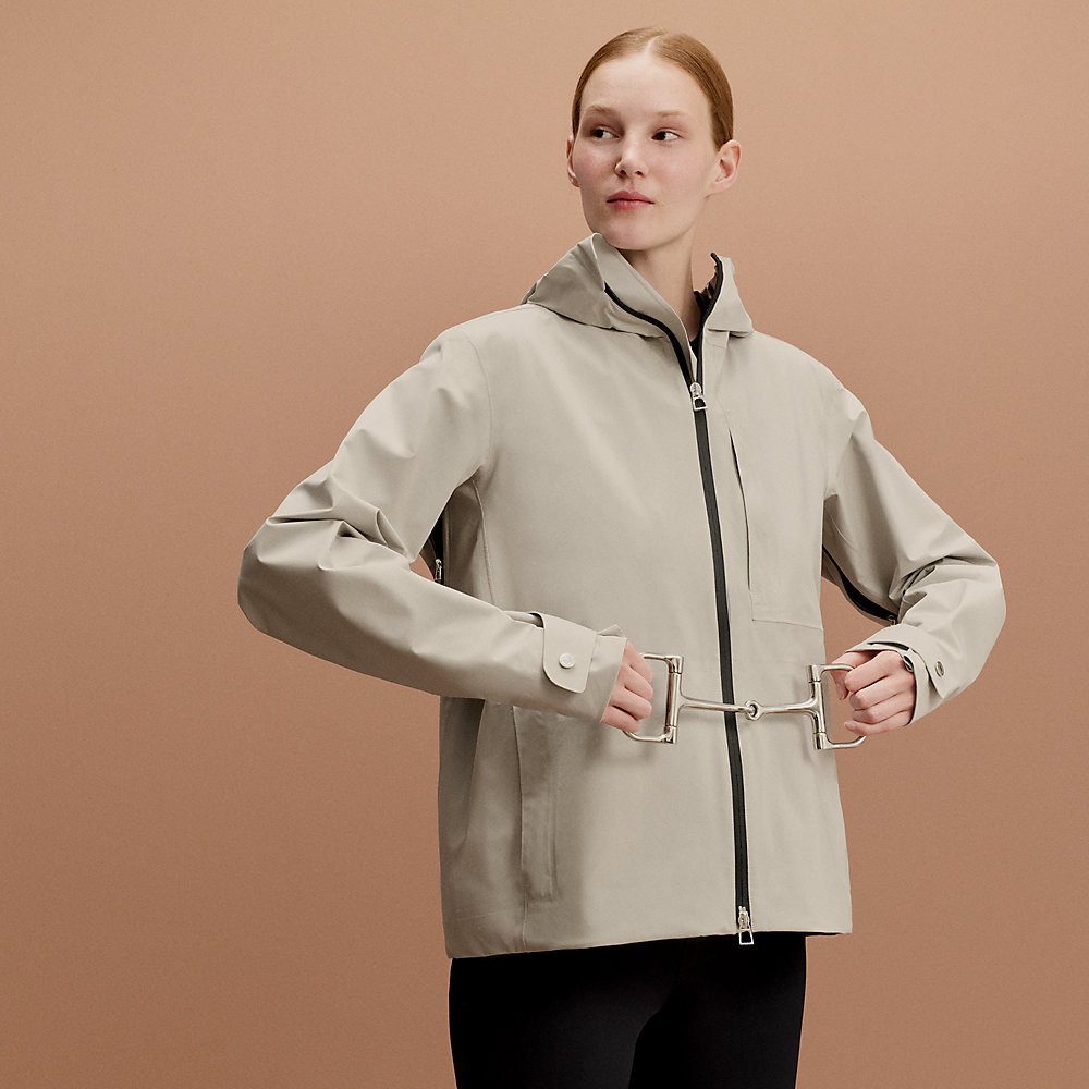 Hardshell Jumping water-resistant jacket - Brown | Hermès Thailand