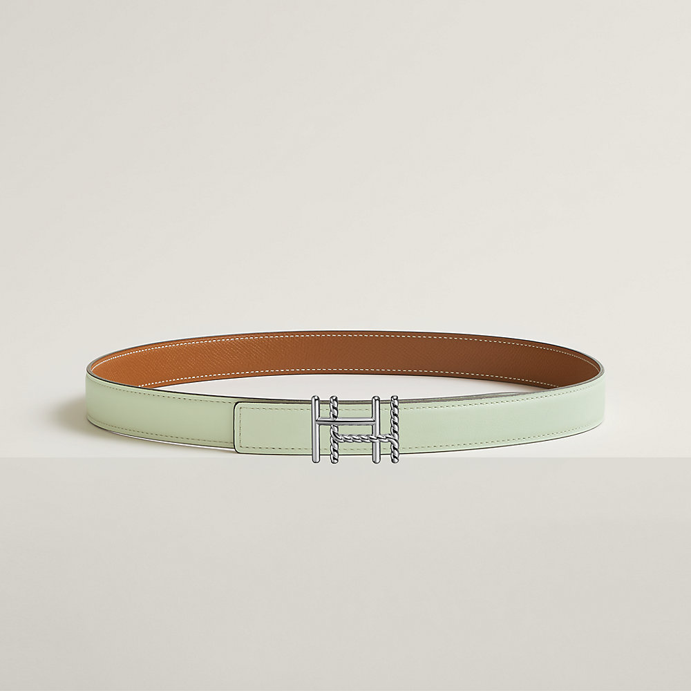 Hebilla de cinturón H au Carré Twist & Piel de cinturón reversible 24 mm | Hermès España