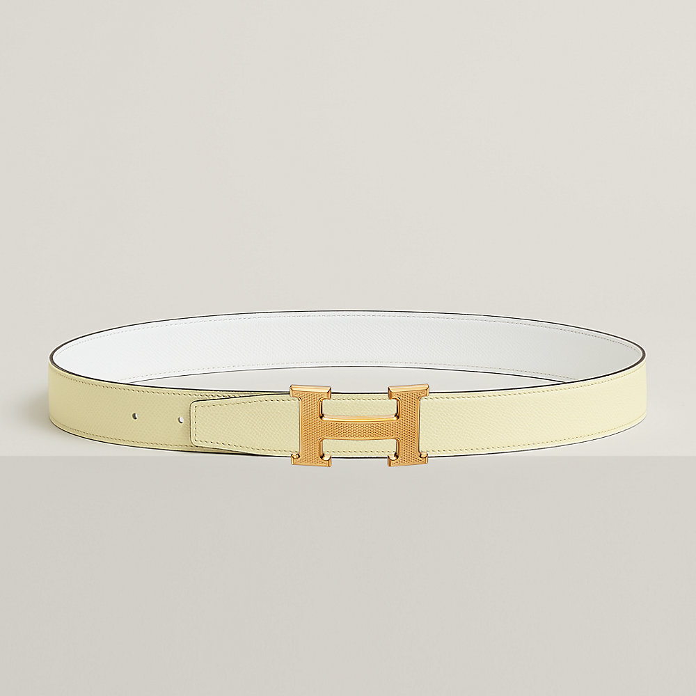 Hebilla de cinturón H Guillochée & Piel de cinturón reversible 32 mm | Hermès España