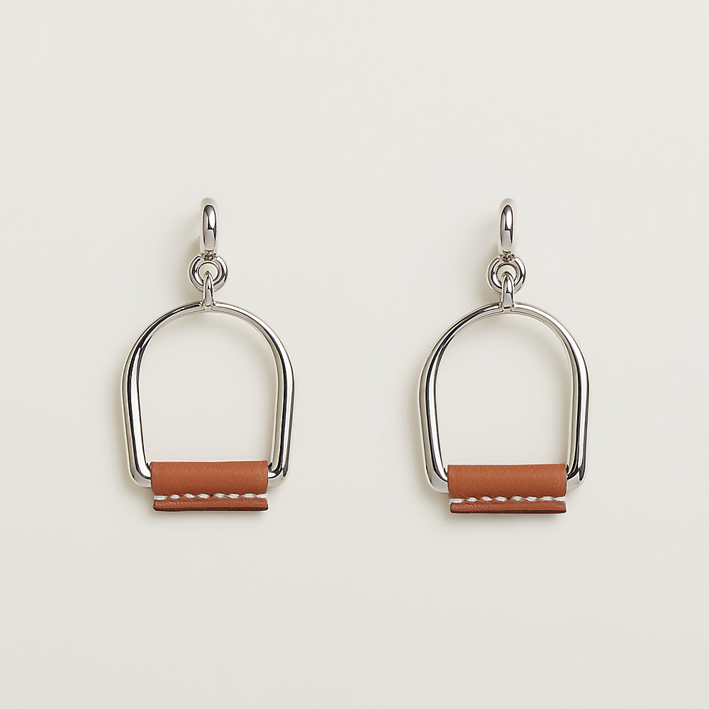 Heritage Equestre Etrier earrings, large model | Hermès Finland