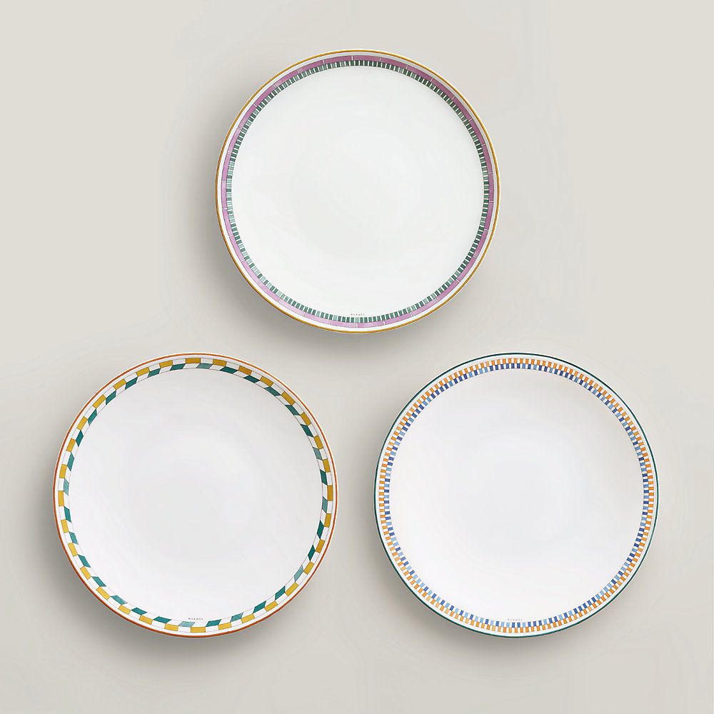 Hermès en Contrepoint set of 3 dinner plates - Grey | Hermès Canada
