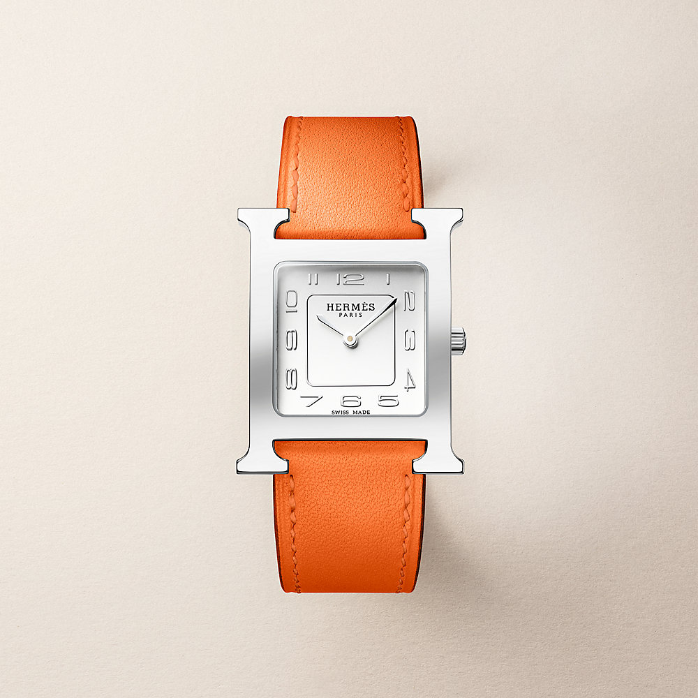 Heure H watch, Medium model, 30 mm - Black | Hermès Canada