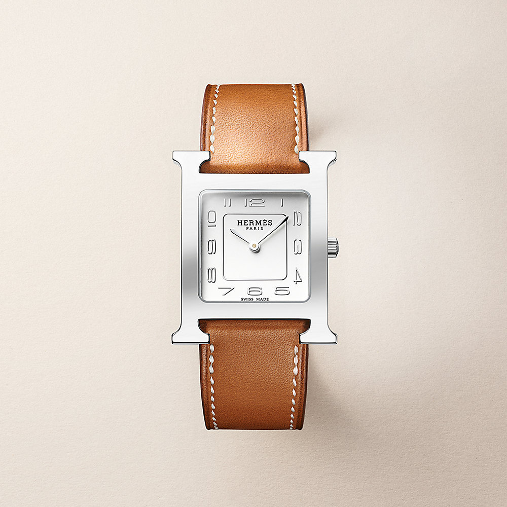 Heure H watch, Medium model, 30 mm - Brown | Hermès UK