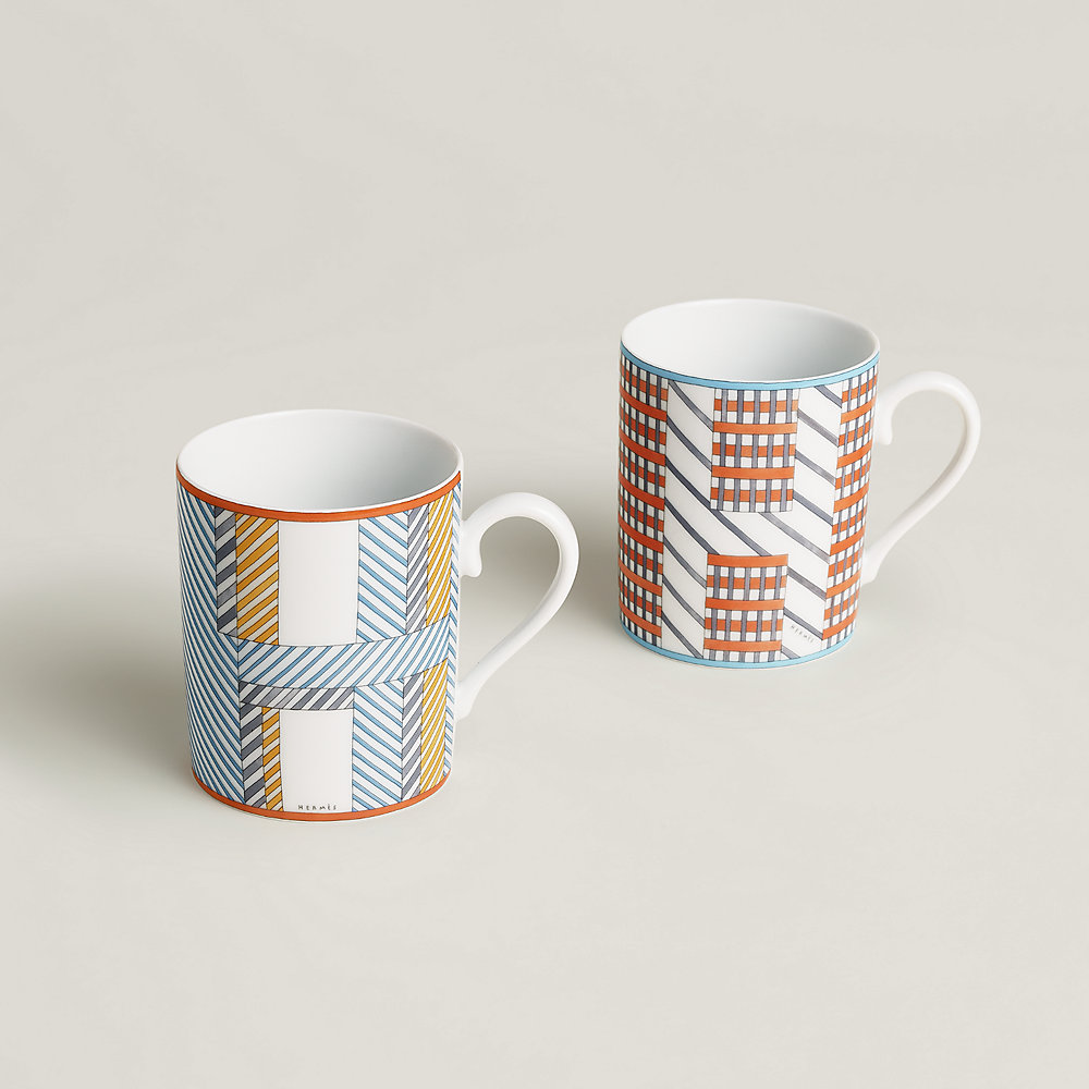 Hidden H set of 2 mugs - Grey | Hermès Australia
