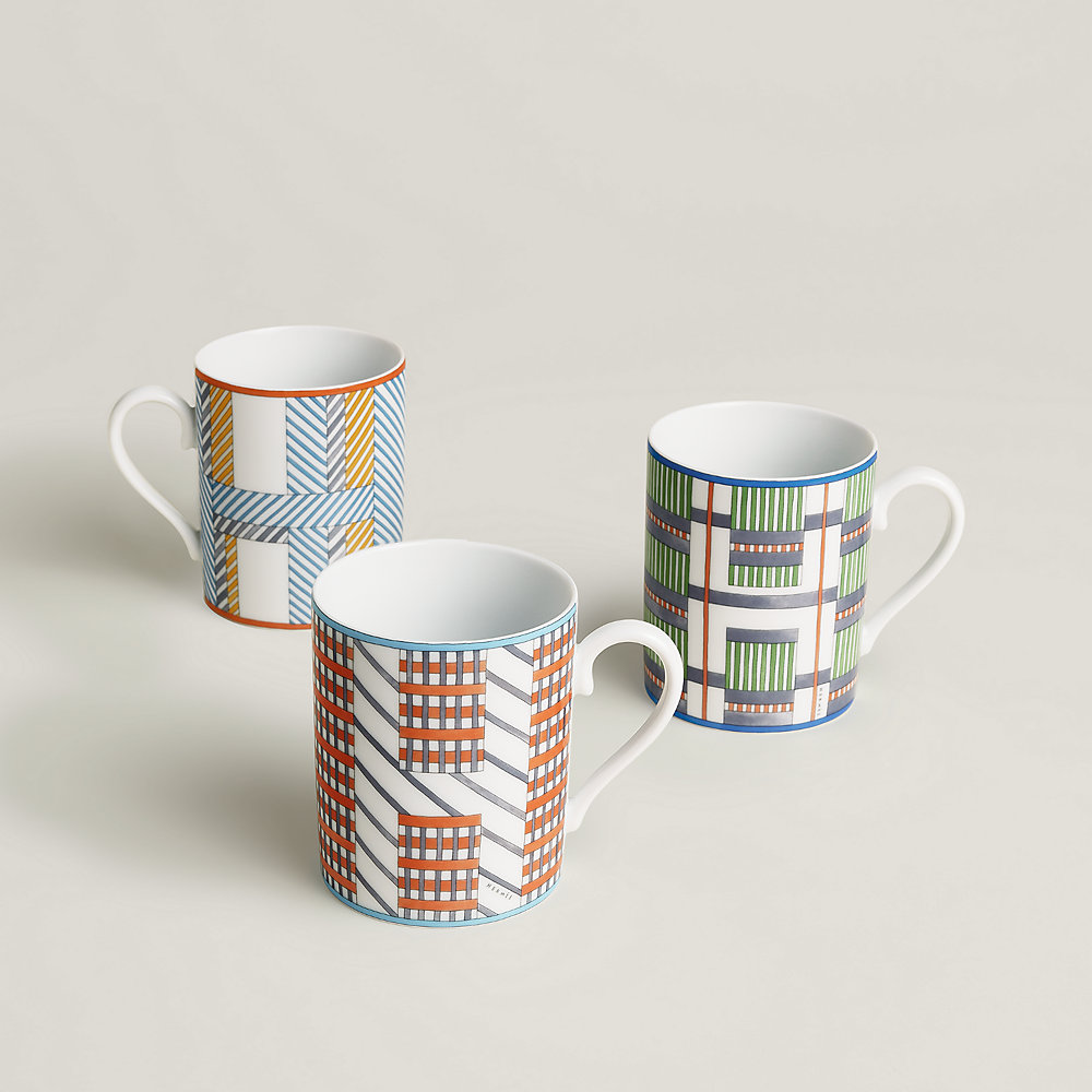 Hidden H set of 3 mugs - Grey | Hermès Australia