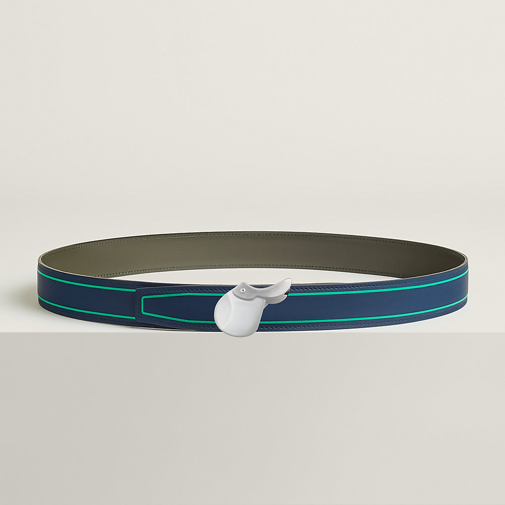 Hippolyte belt buckle & Contrast reversible leather strap 32 mm ...