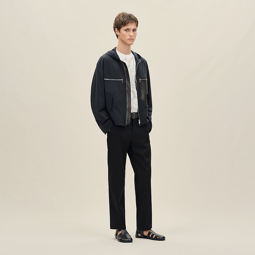 Hooded jacket with leather detail | Hermès Malaysia