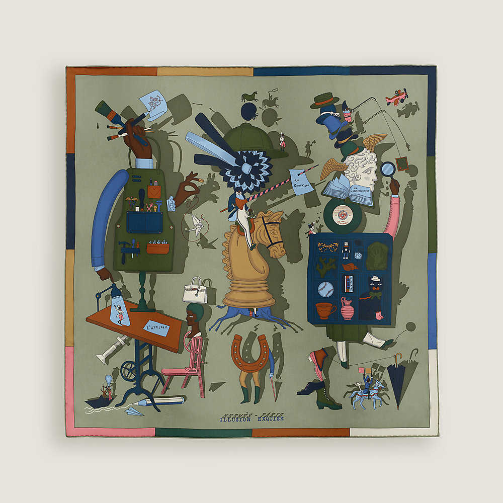 Illusion Exquise scarf 70 - Beige | Hermès Canada