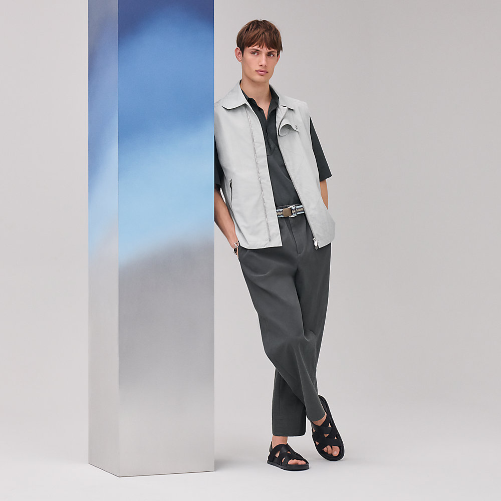 Jacket with flap collar - Blue - 46 | Hermès Singapore