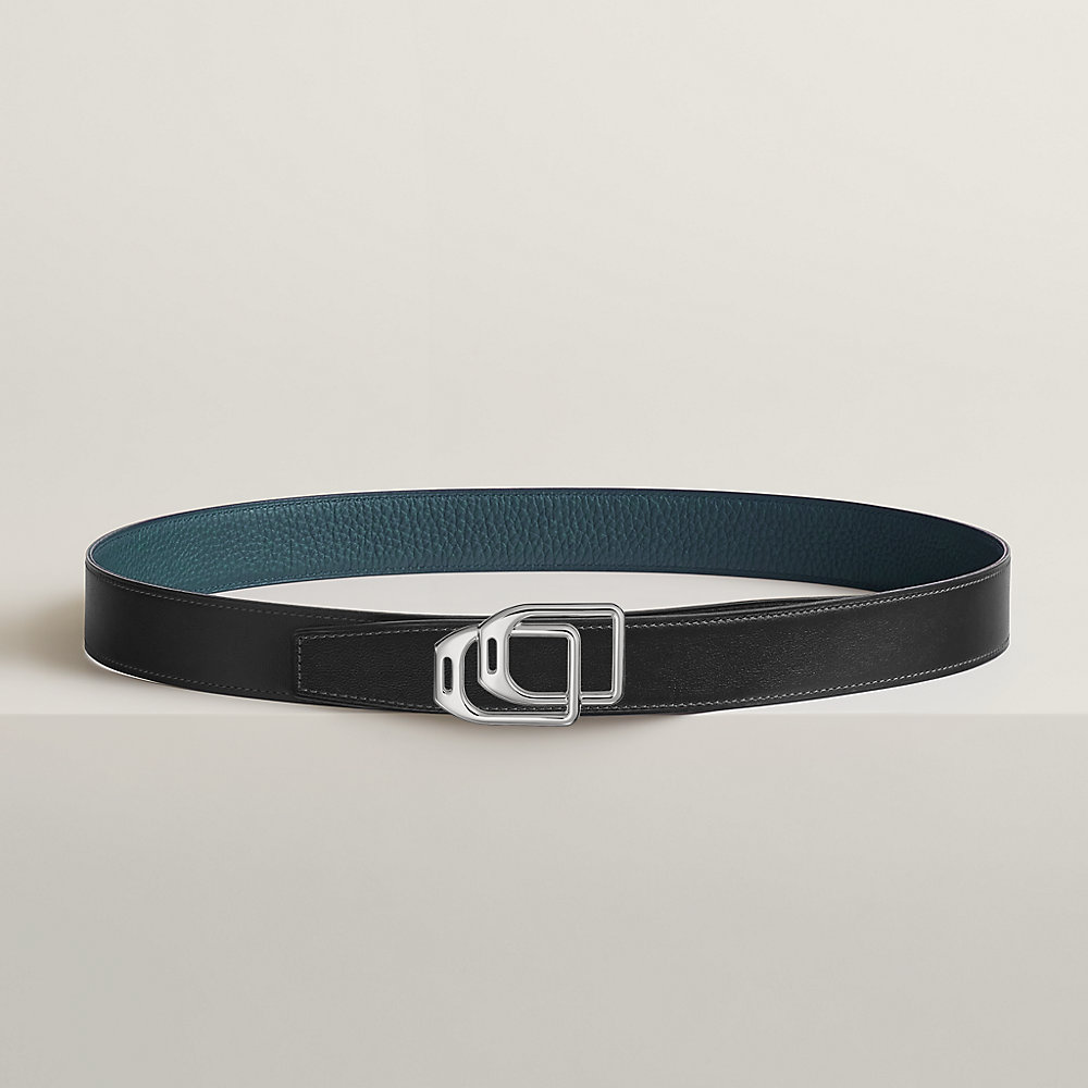Jockey au Carre belt buckle & Reversible leather strap 32 mm | Hermès UK