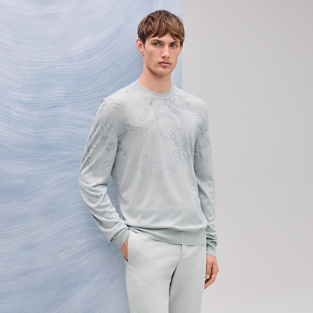 "L'Instruction du Roy Patine" crewneck sweater - Blue - SM | Hermès Canada