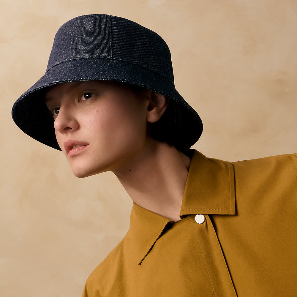 Laure Denim bucket hat - Blue | Hermès Australia