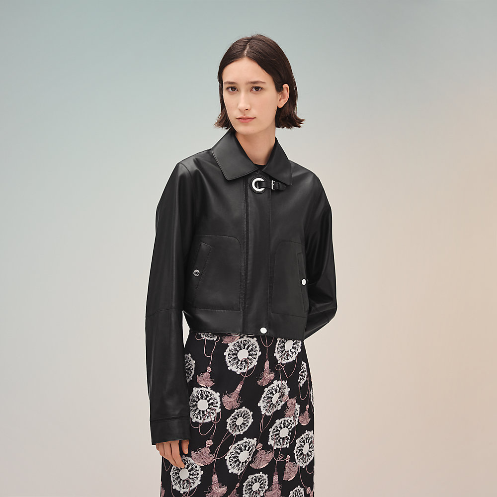 Leather jacket with drawstring | Hermès Saudi Arabia
