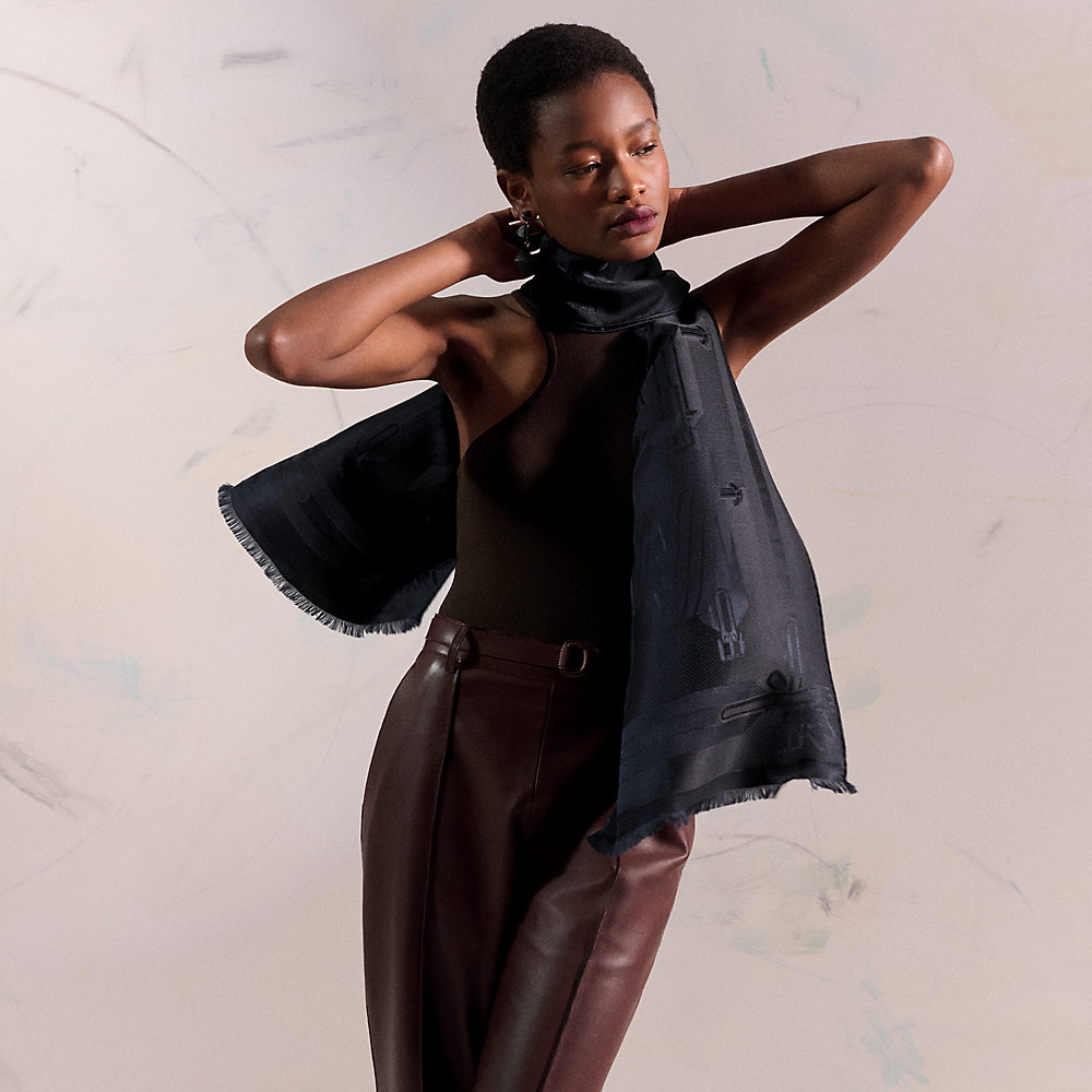 Les Sangles stole - Blue | Hermès Singapore