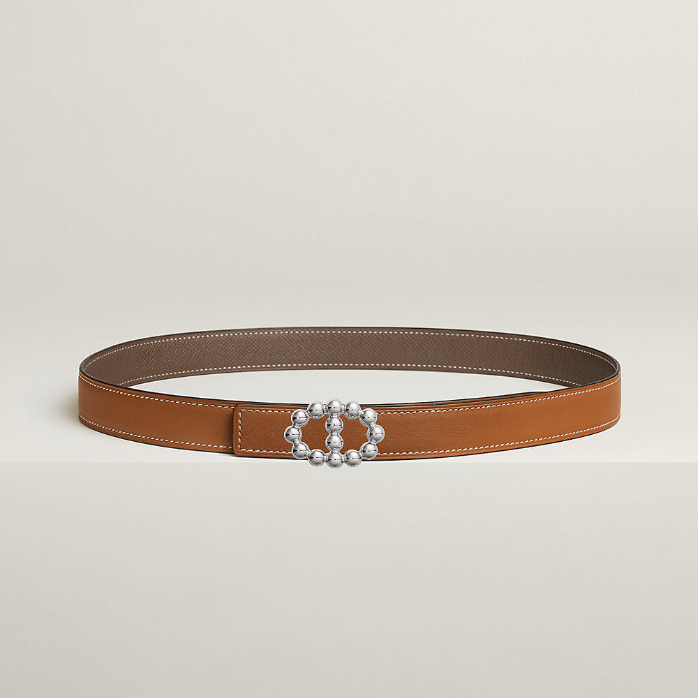 Maillon Bubble belt buckle & Reversible leather strap 24 mm | Hermès UK