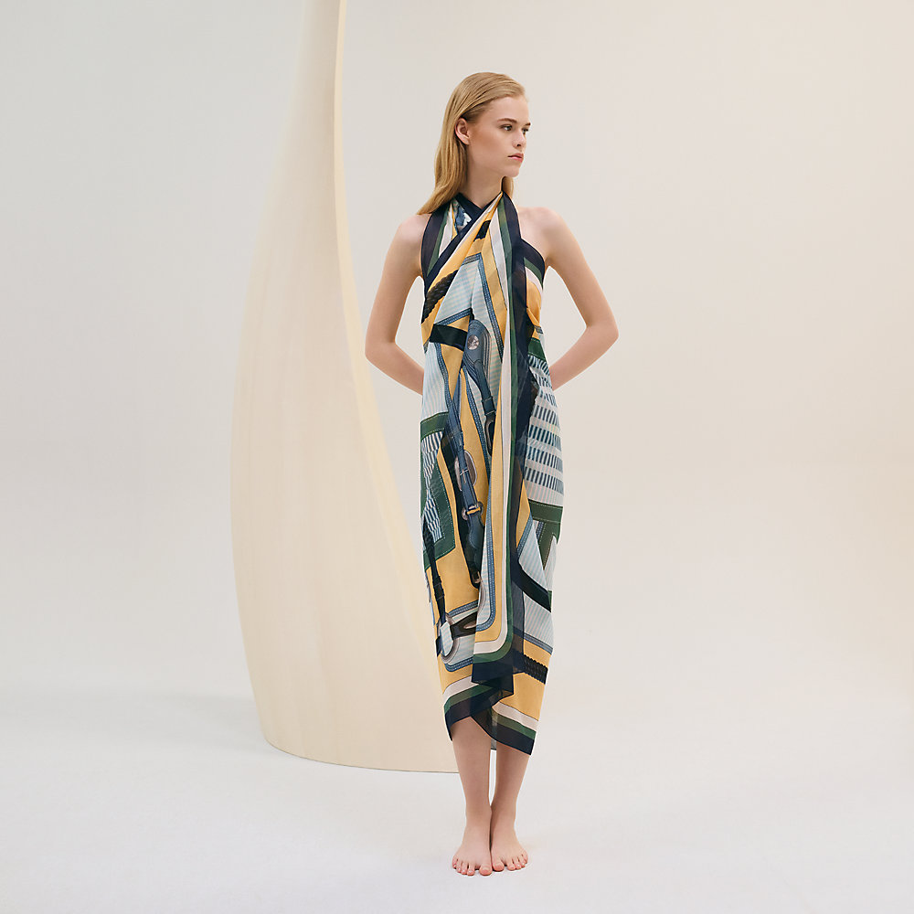 Maxi-Pareo mit "Coaching Remix"-Print | Hermès Schweiz