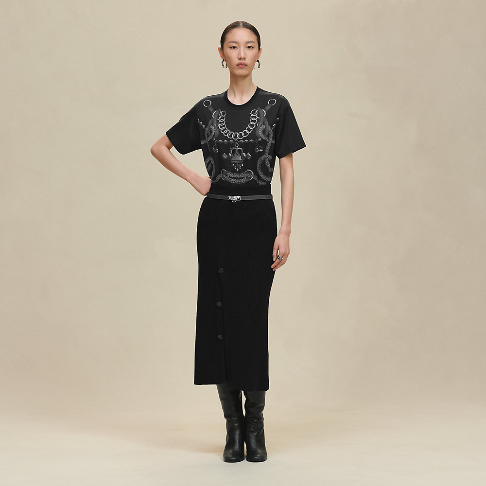 Maxi-T-Shirt mit "Palefroi Remix"-Print - Schwarz | Hermès Deutschland