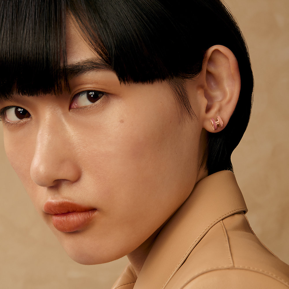 Mini Pop H Rocabar earrings - Pink | Hermès Australia
