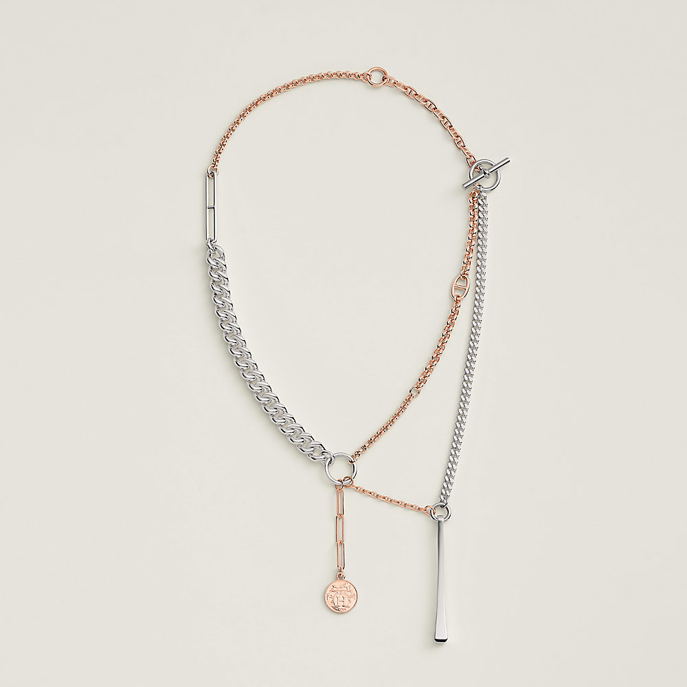 Mix and H necklace, medium model - Silver | Hermès USA