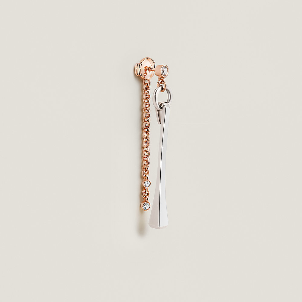 Mix and H single dangle earring - Silver | Hermès USA
