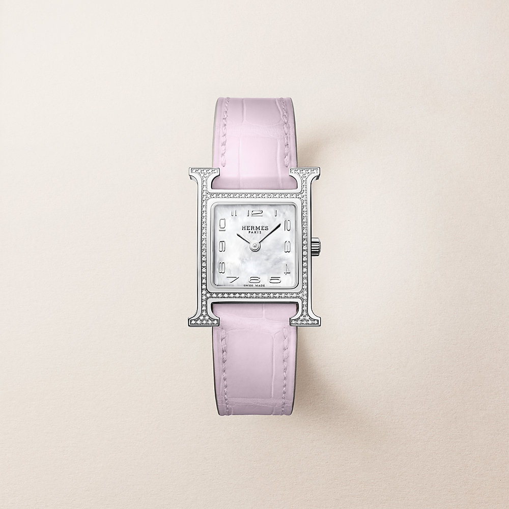 Montre Heure H, Petit modèle, 25 mm - Orange | Hermès Canada