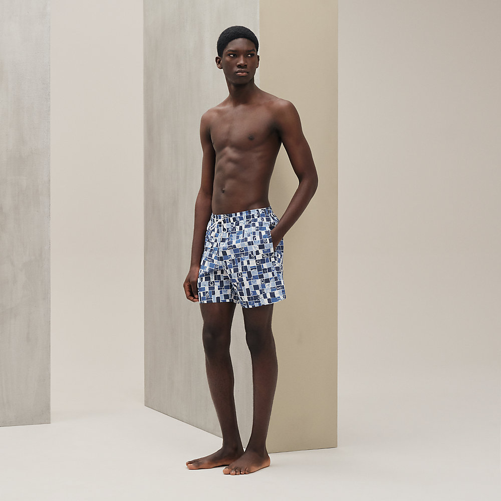 "Mosaique Equestre" swim trunks - Grey - 3XL | Hermès Norway