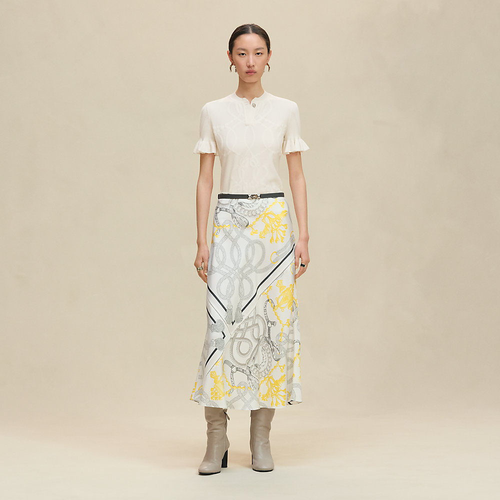 "Palefroi Remix" short-sleeve sweater - White | Hermès Sweden