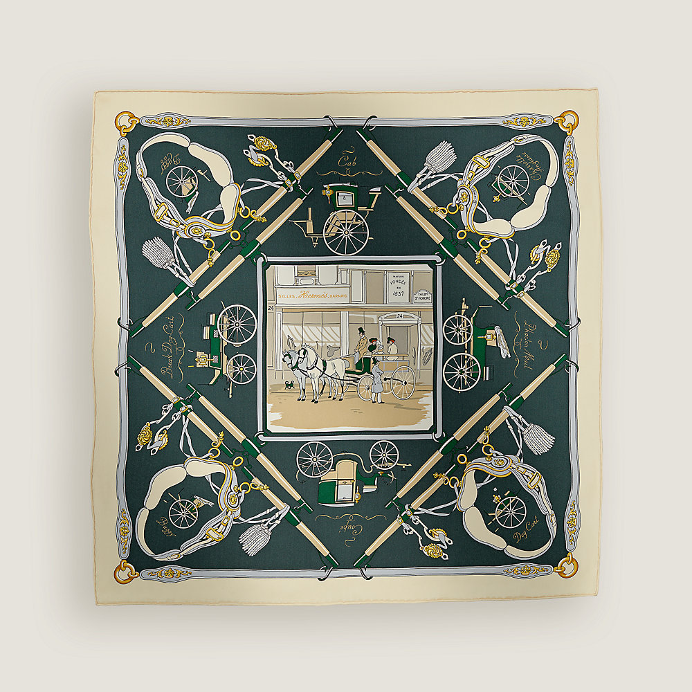 Palonniers scarf 70 - Green | Hermès Czech Republic
