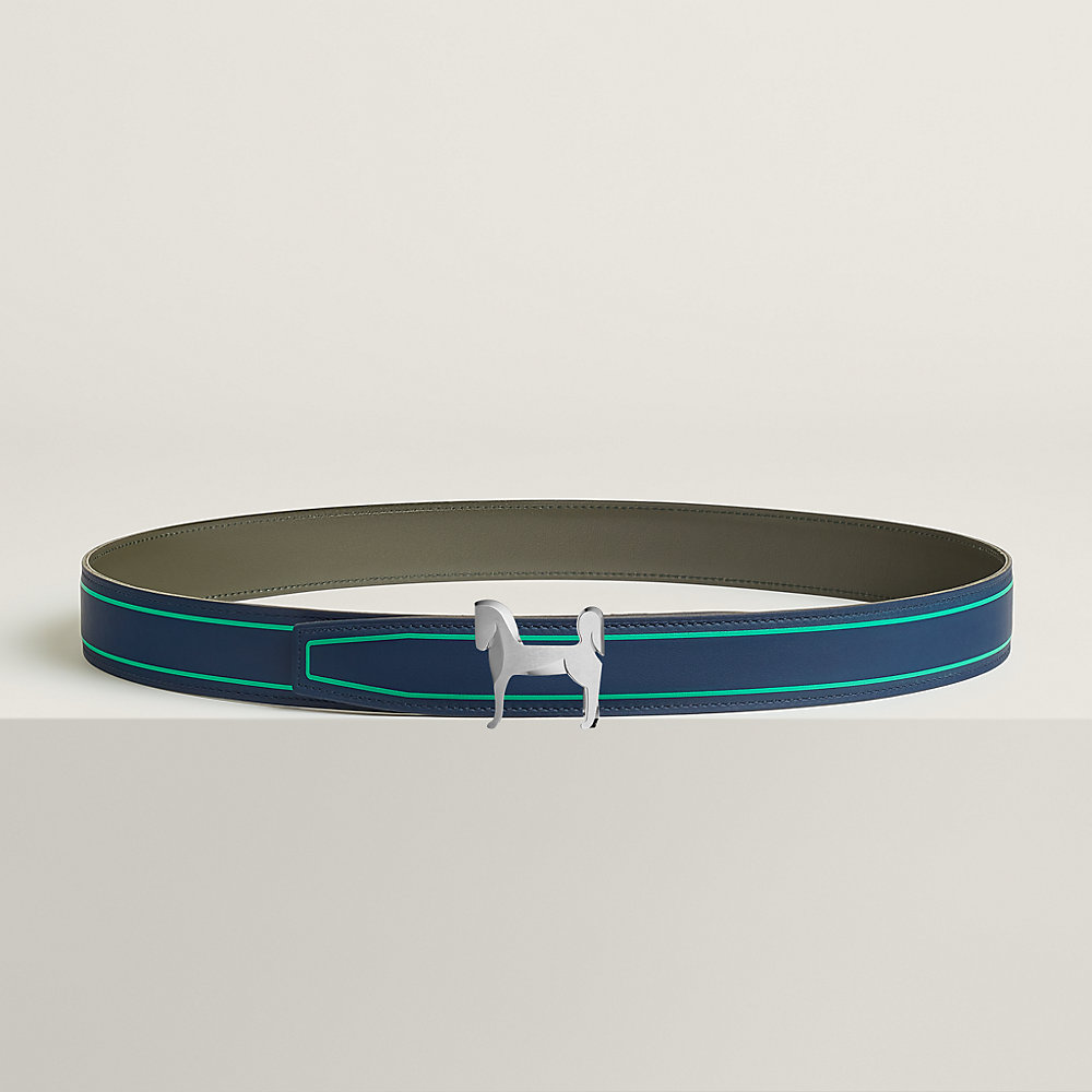Panache belt buckle & Contrast reversible leather strap 32 mm | Hermès USA