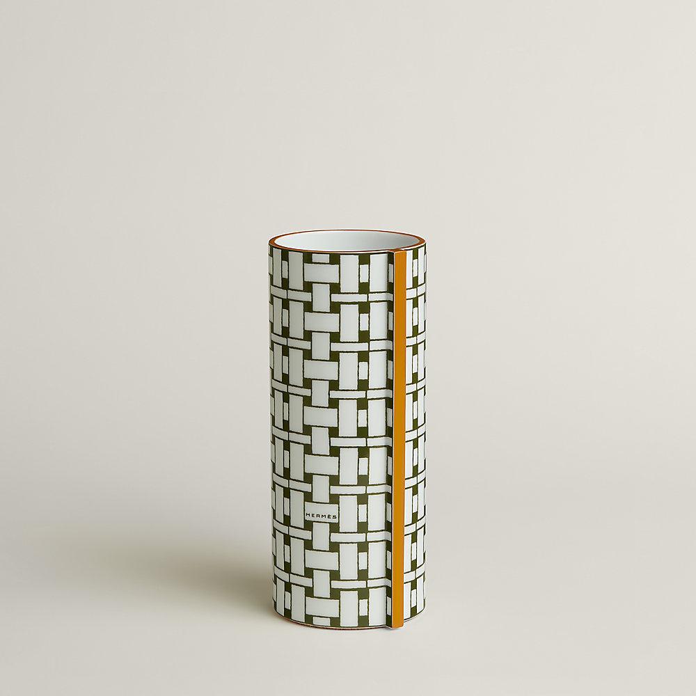 Perimetre Abaca H vase, medium model - Green | Hermès USA