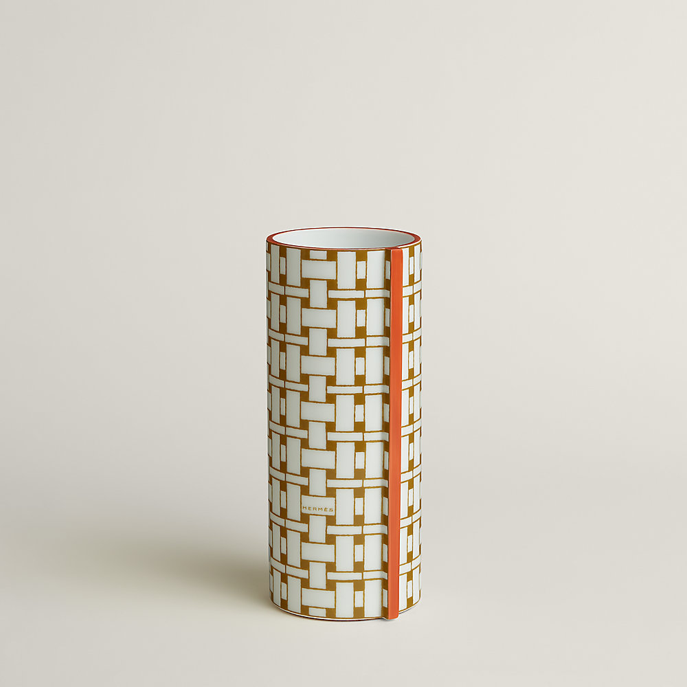 Perimetre Abaca H vase, medium model - Brown | Hermès Netherlands
