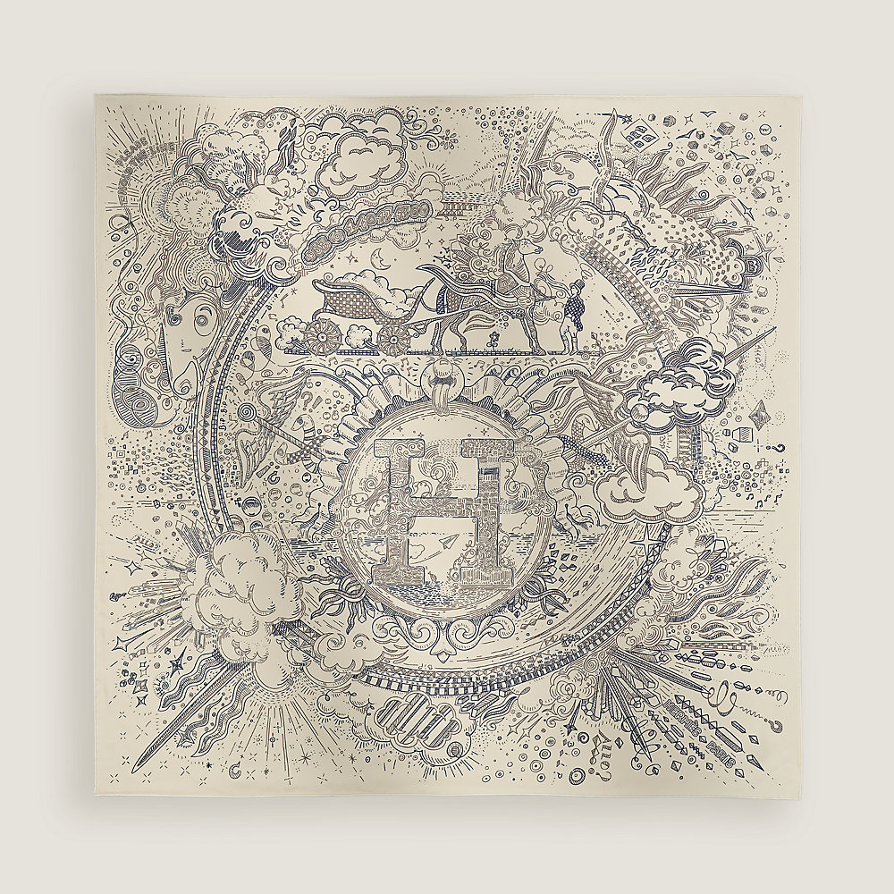 Please Hold The Line scarf 90 - Beige | Hermès UK