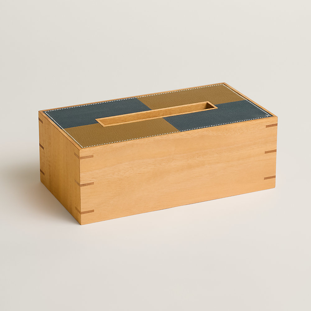 Pleiade en Casaque tissue box, large model - Blue | Hermès Australia