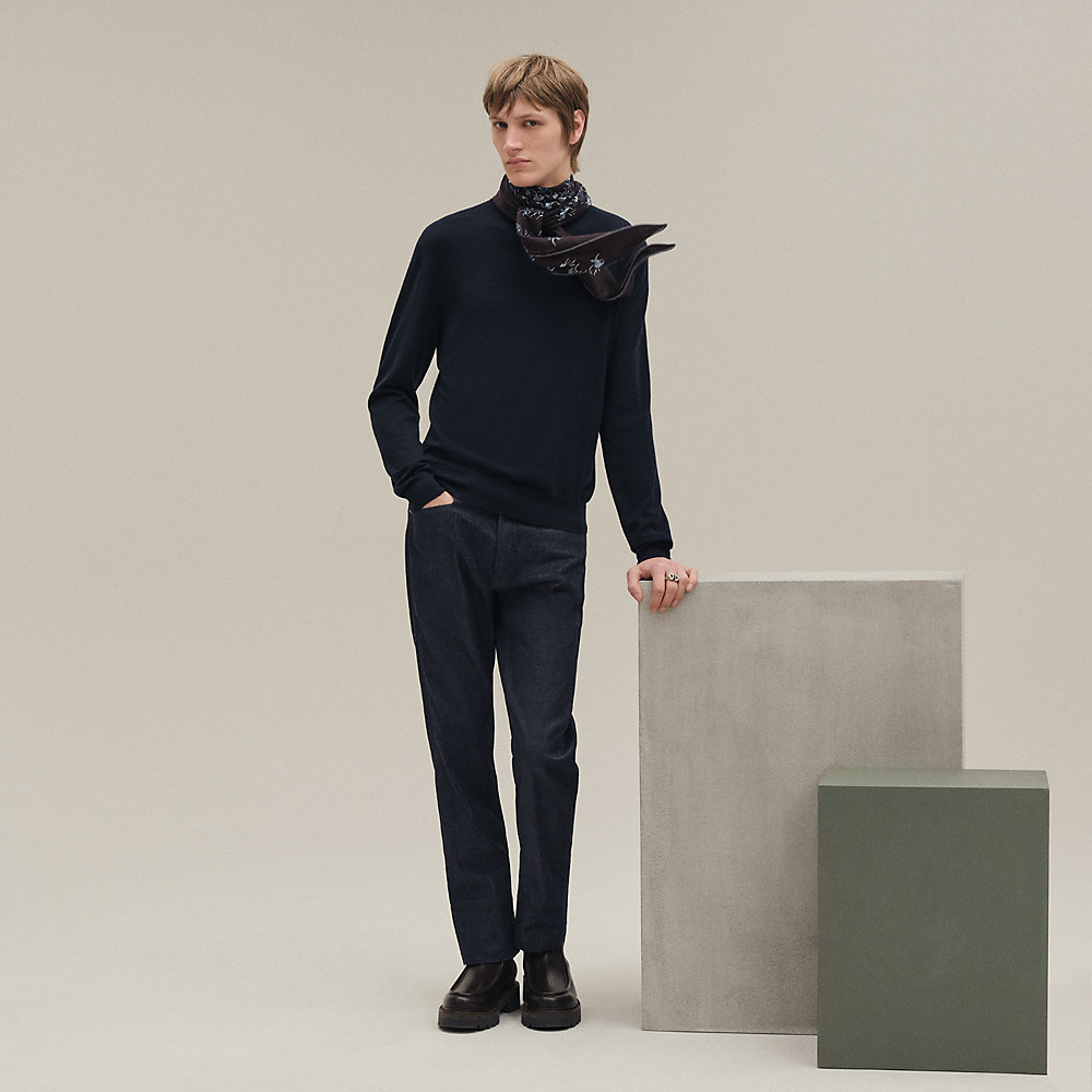 Pull collo rotondo “détail H” - Blu - 3XL | Hermès Italia