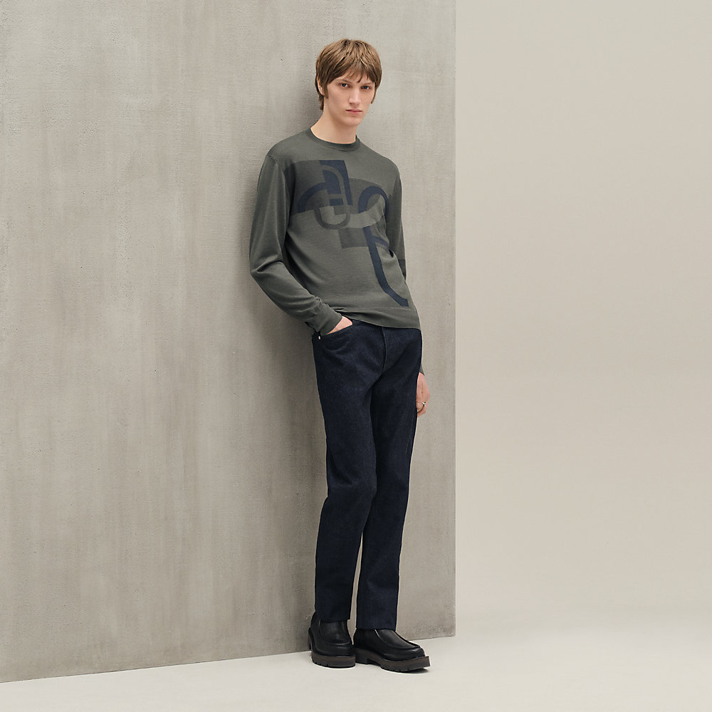 Pull collo rotondo “maillon en calque” - Bianco - 3XL | Hermès Italia