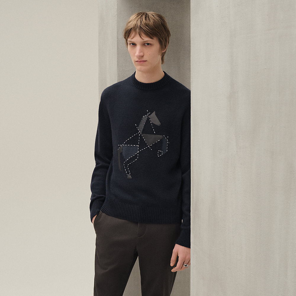 Pullover mit Rundhalsausschnitt "Cheval tangram" - Grün - 3XL | Hermès ...