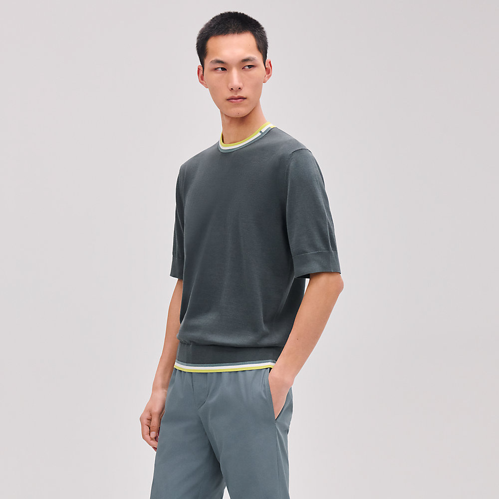 "Rayures & twist" crewneck sweater - Grey - XS | Hermès Singapore