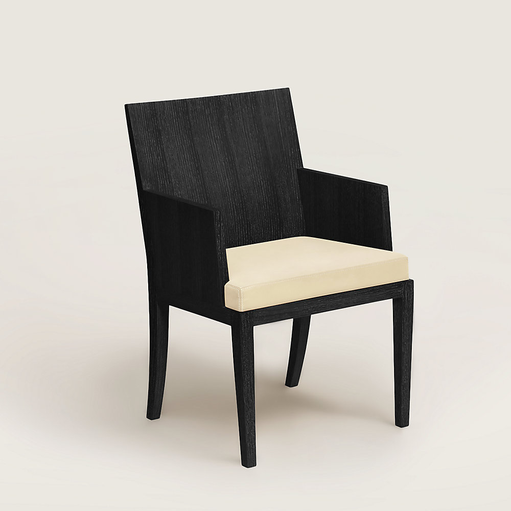 Reeditions Jean-Michel Frank par Hermès dining chair with armrests ...