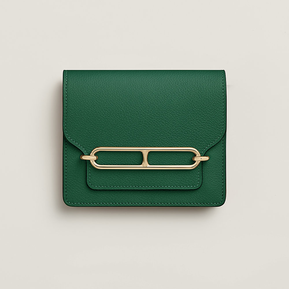 Roulis Slim wallet - Green | Hermès UK