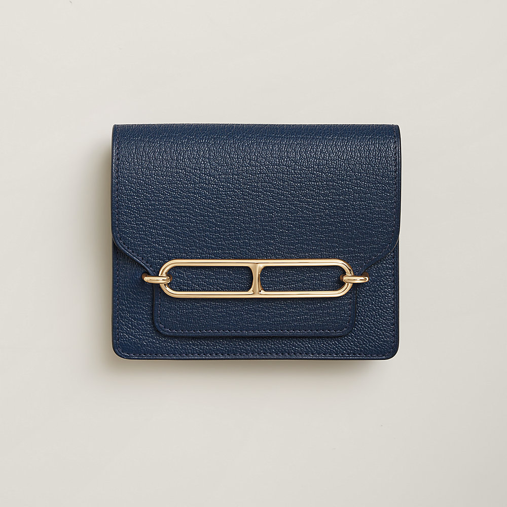 Roulis Slim wallet - Blue | Hermès UK