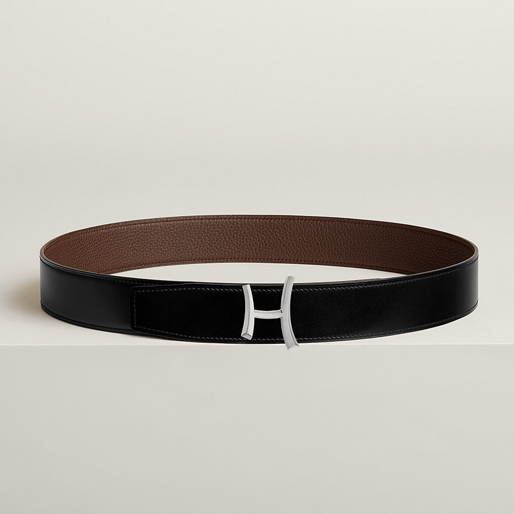 Script belt buckle & Reversible leather strap 38 mm | Hermès UK