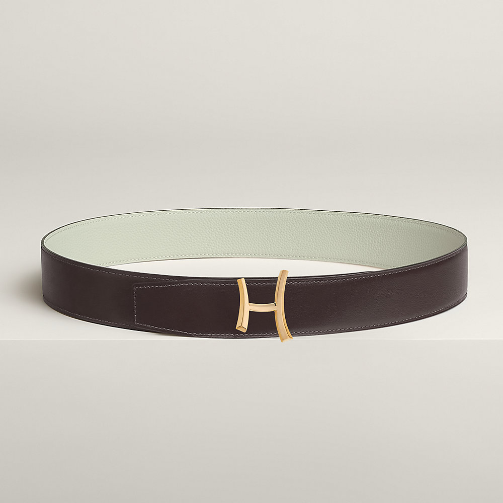Script belt buckle & Reversible leather strap 38 mm | Hermès USA