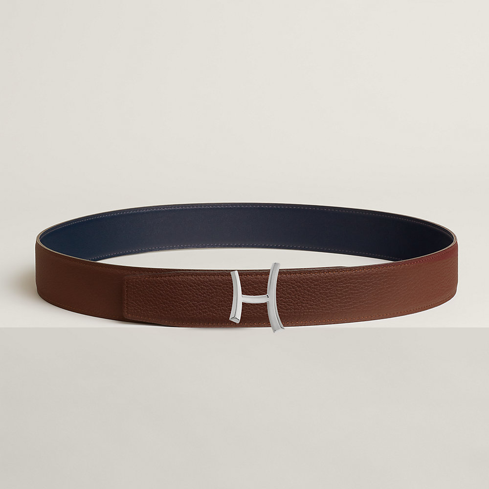 Script belt buckle & Reversible leather strap 38 mm | Hermès USA