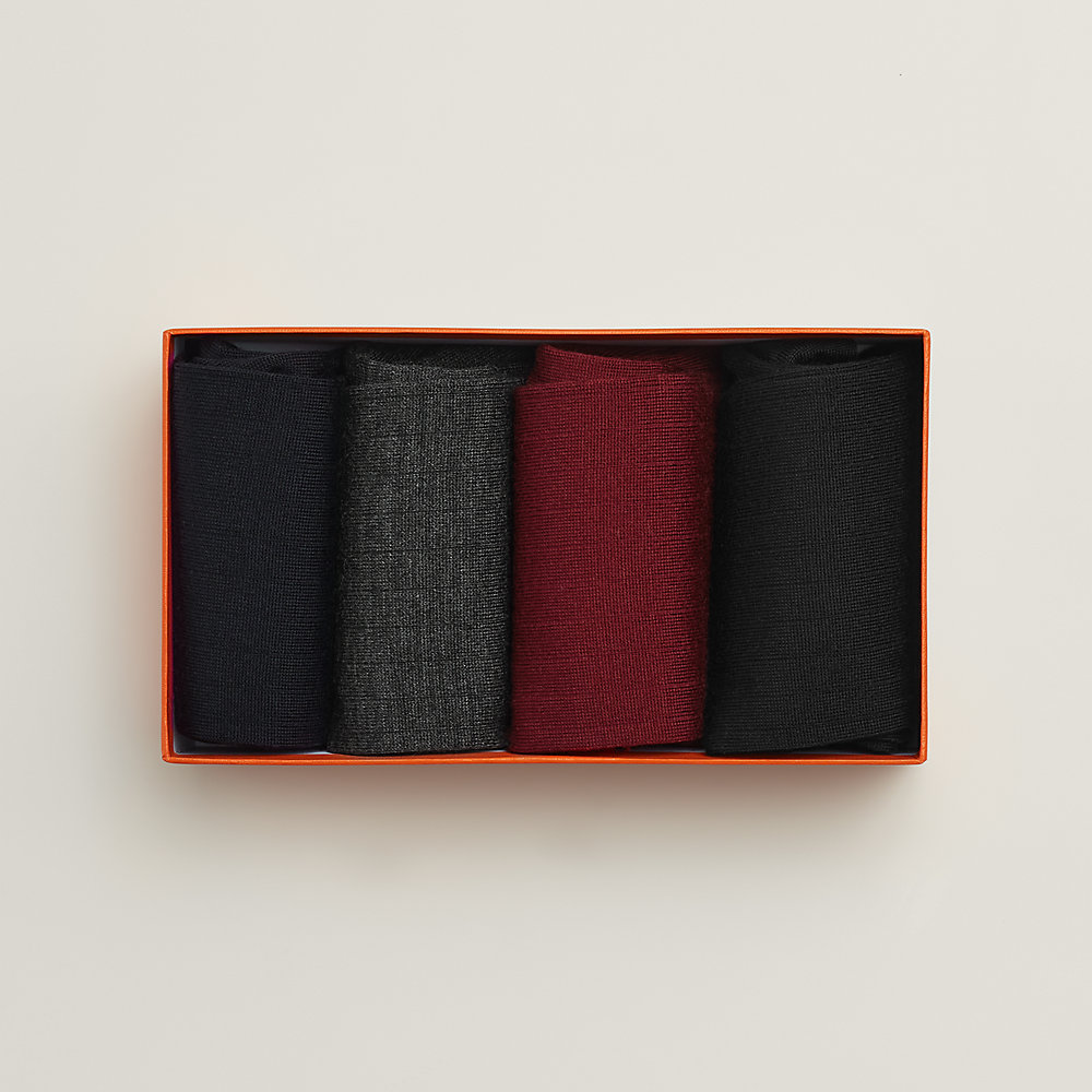 Set of 4 pairs of short wool socks with "H" embroidery | Hermès UK
