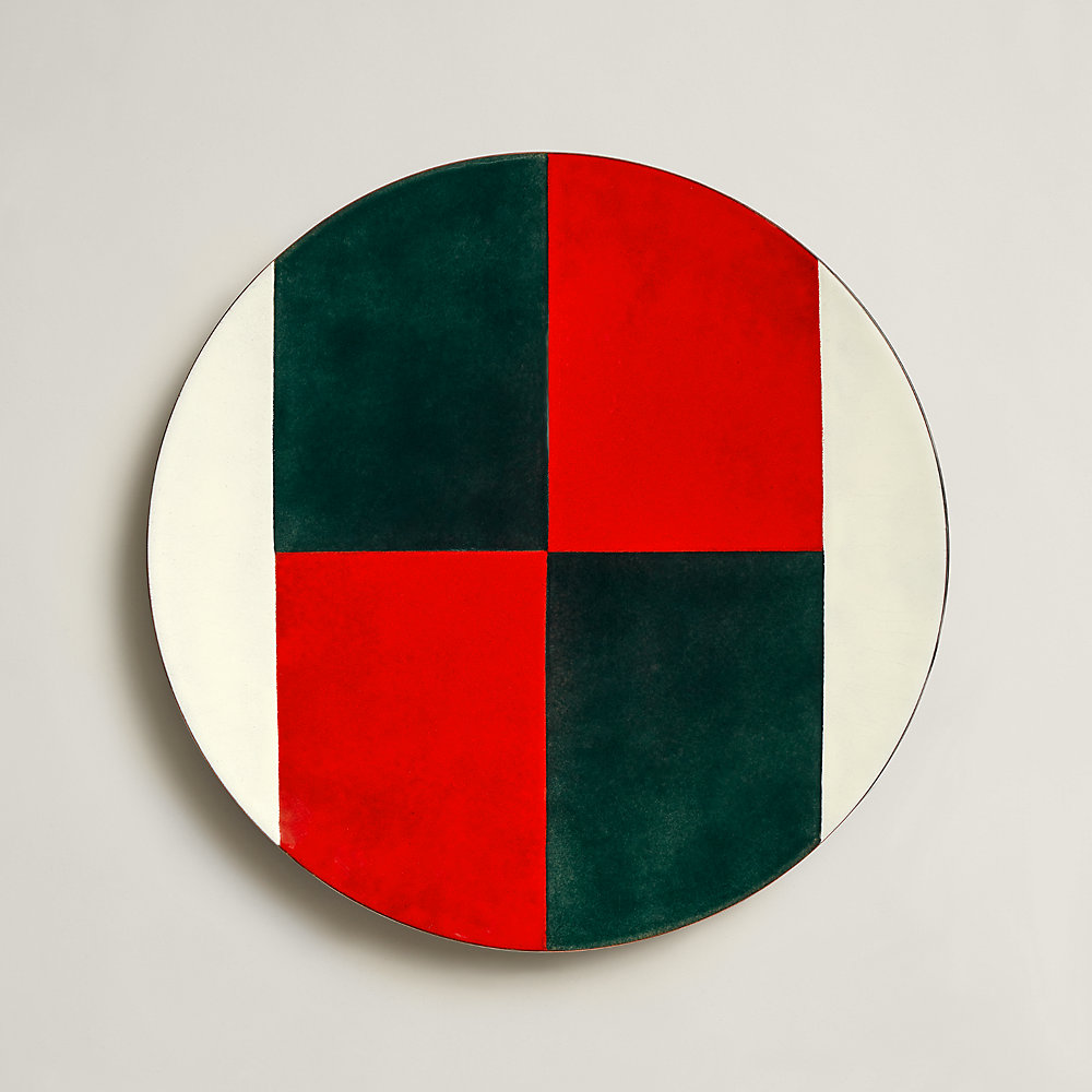 Sialk Damier Hippique round centerpiece, large model - Orange | Hermès ...