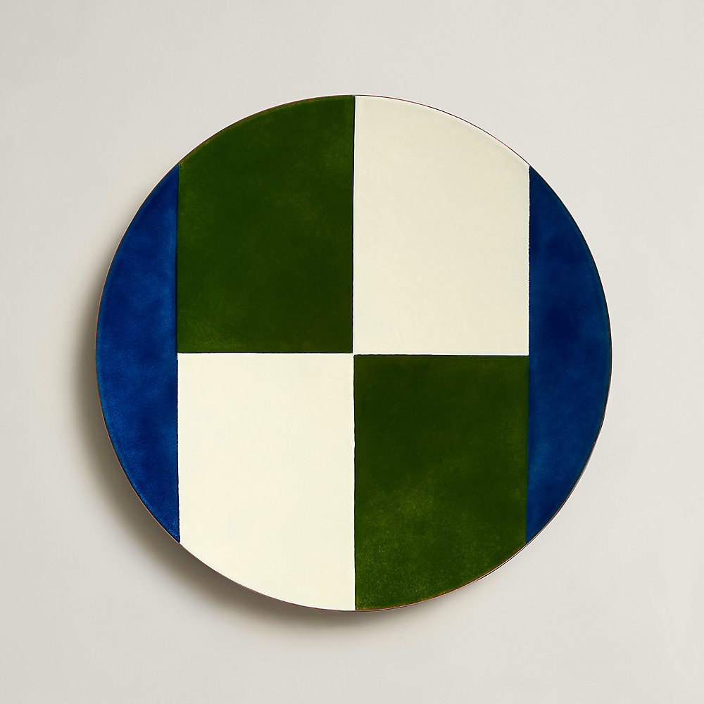 Sialk Damier Hippique round centerpiece, large model - Blue | Hermès ...